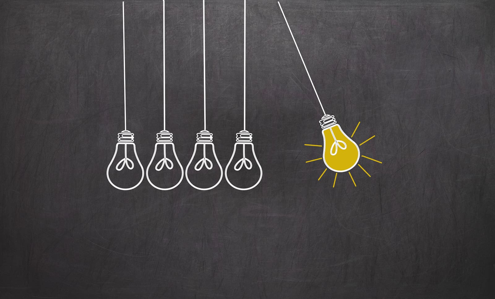 Great Idea. Creativity Concept with light bulbs on chalkboard ...